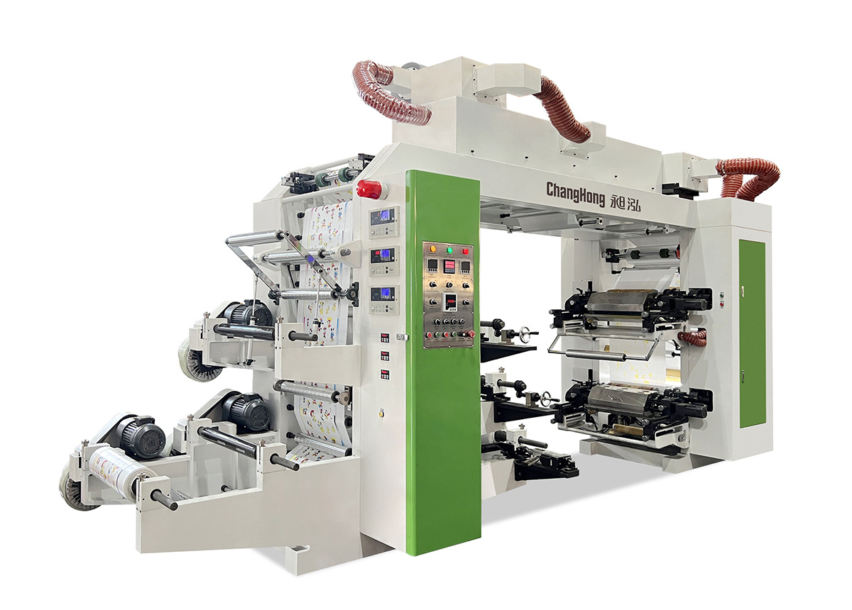 Three Unwinder & Three Rewinder Stack Flexo press